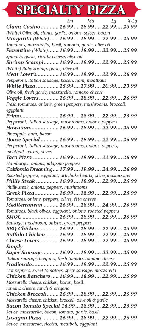 JOHNNY'S PIZZA | MENU